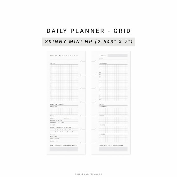 Daily Planner Skinny Mini Happy Planner Minimalist Printable - Etsy