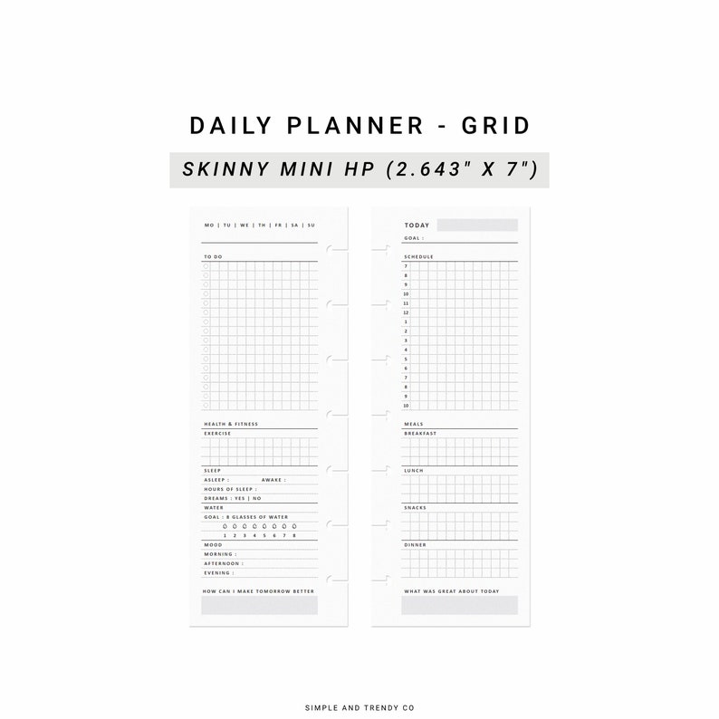 Daily Planner Skinny Mini Happy Planner Minimalist Printable - Etsy