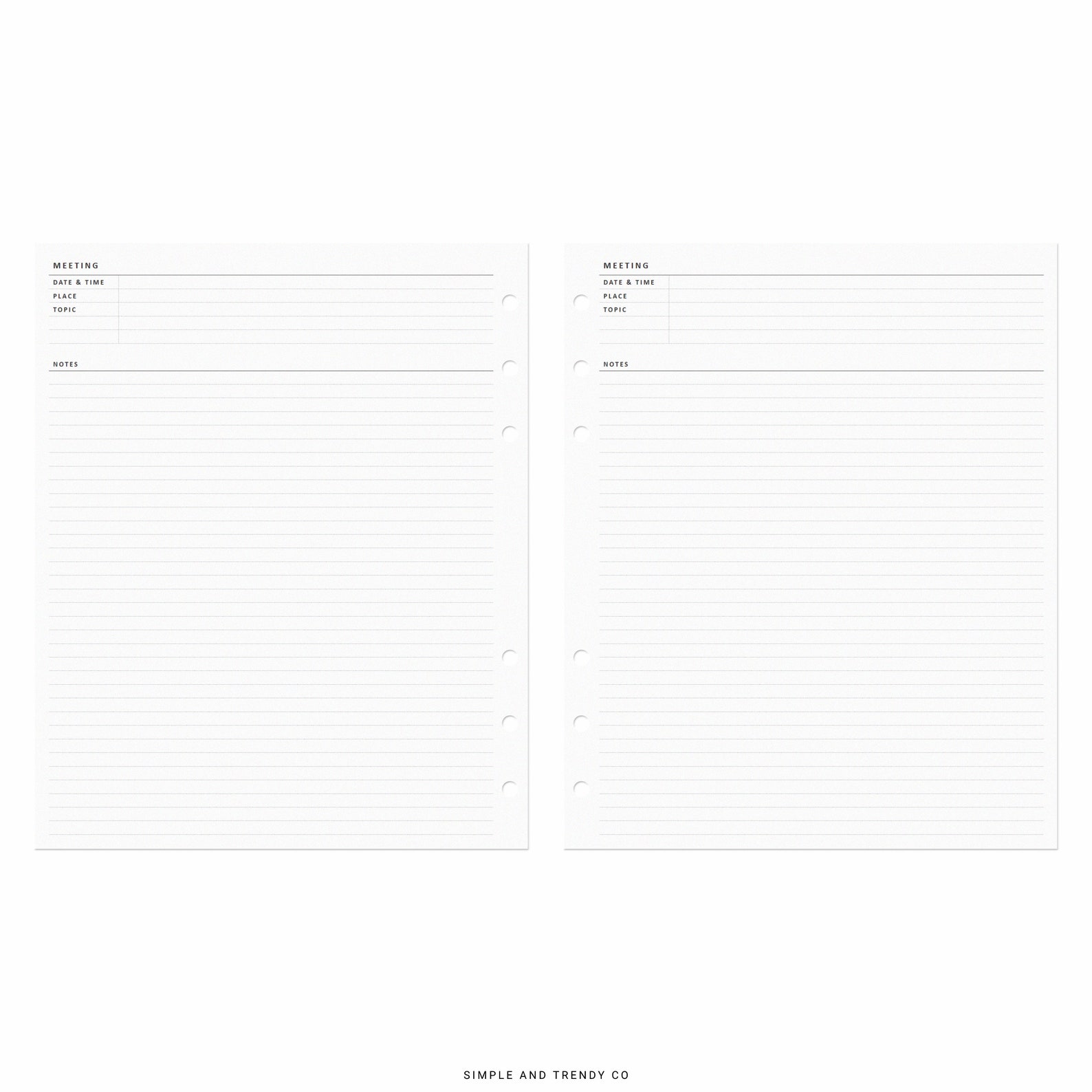 Meeting Notes A5 Wide Meeting Agenda Work Planner Meeting - Etsy