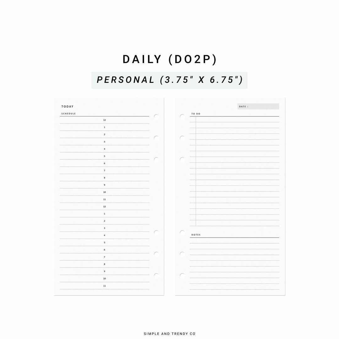 Daily Planner Printable Personal Planner Inserts, Daily Schedule, Daily ...