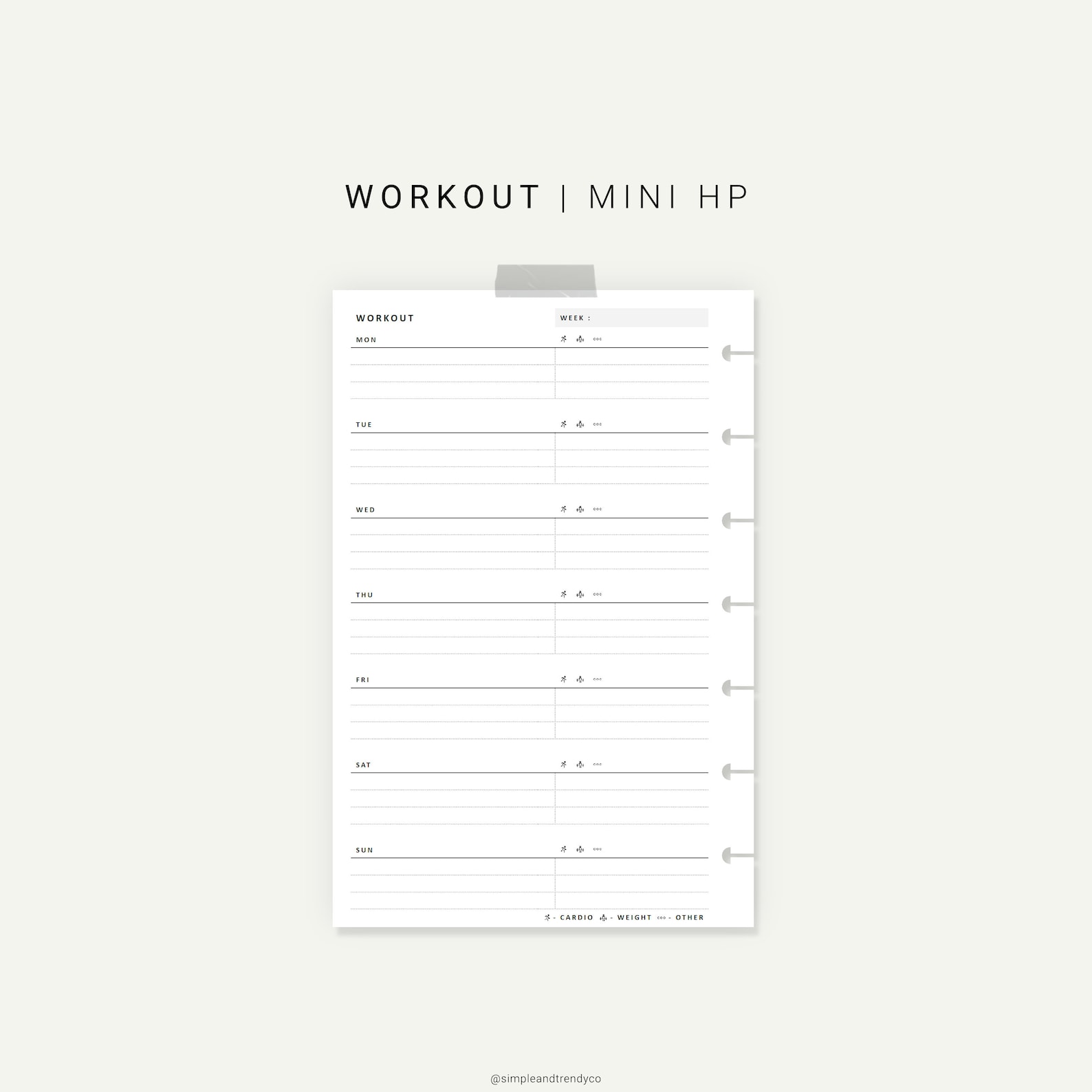 Workout Tracker Happy Planner Mini Printable Weekly Workout | Etsy