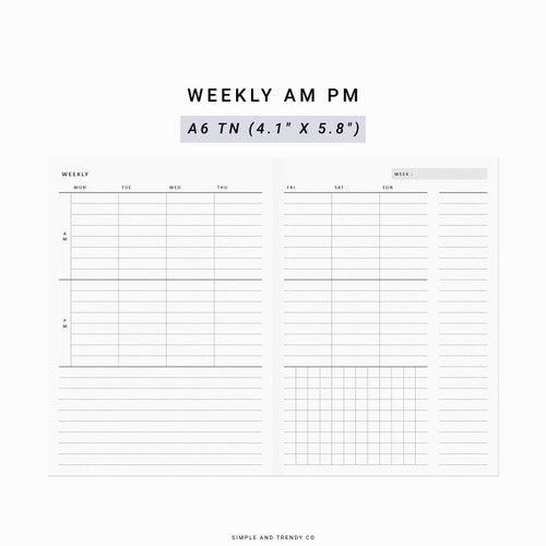 Weekly Planner A6 Inserts Weekly Agenda WO2P Printable - Etsy