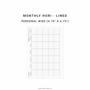 Month on One Page Horizontal Printable MO1P Personal Wide - Etsy