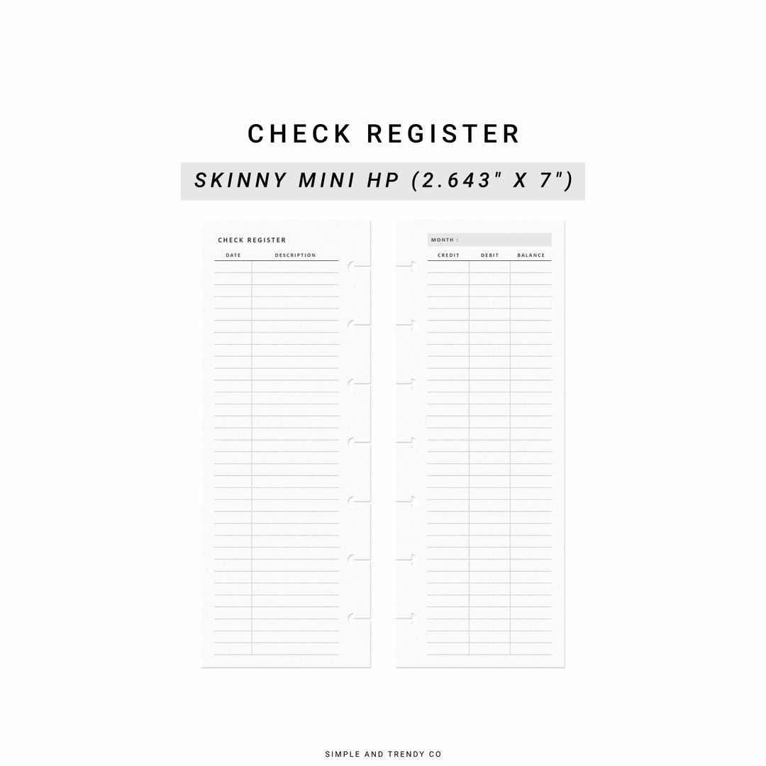 Checking Register Skinny Mini Happy Planner, Checkbook Register ...