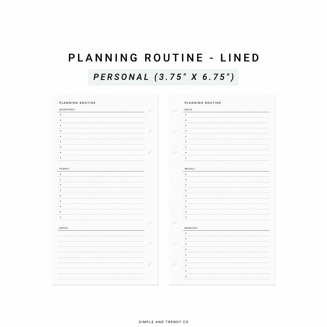 Planning Routine Printable Personal Planner Inserts - Etsy