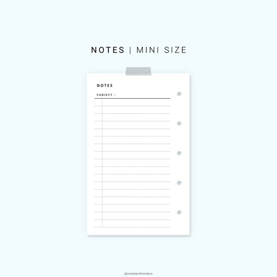 Notes Paper Mini Size Filofax Mini Printable Writing Paper | Etsy