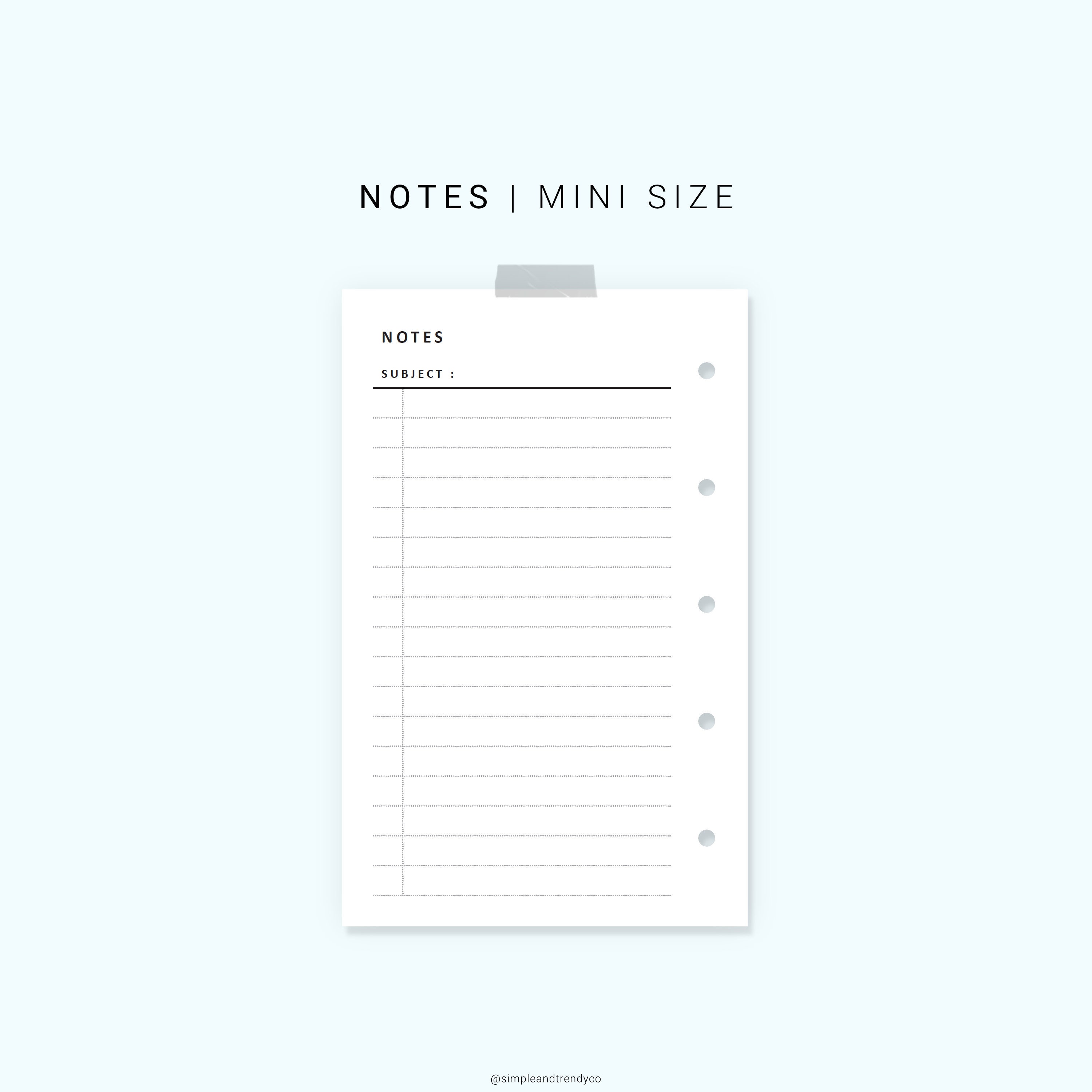 Notes Paper Mini Size Filofax Mini Printable Writing Paper | Etsy