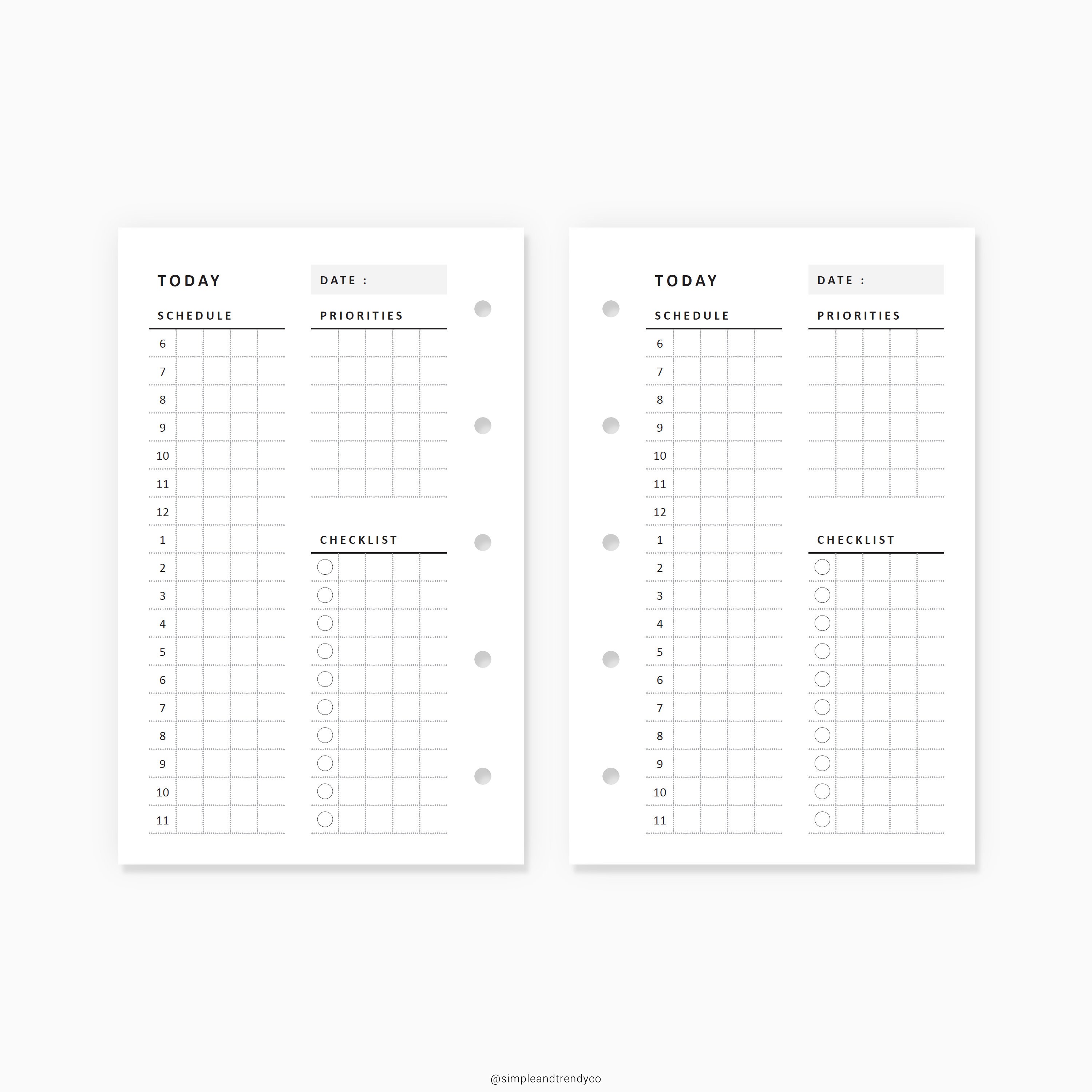 Daily Planner Printable Mini Size Filofax Mini Daily | Etsy