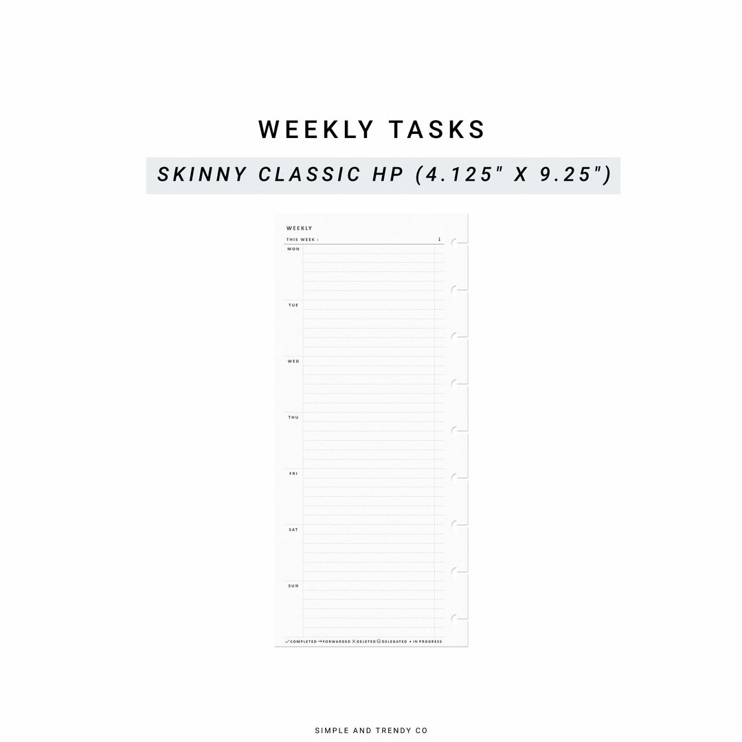 Weekly Planner Skinny Classic Happynichi Printable Half Sheet Happy ...