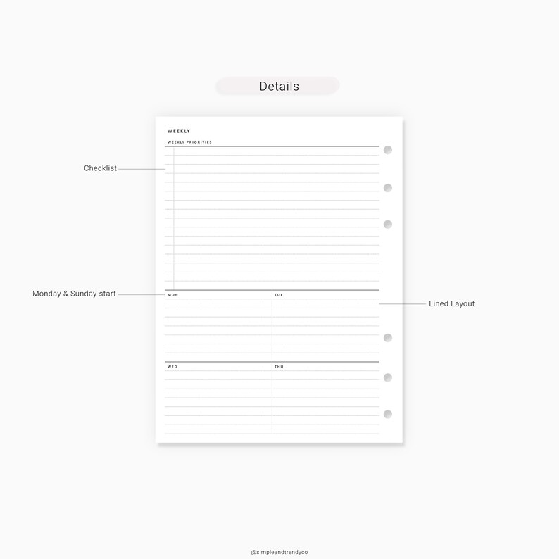 Weekly Planner B6 Inserts Weekly Agenda WO2P Printable | Etsy