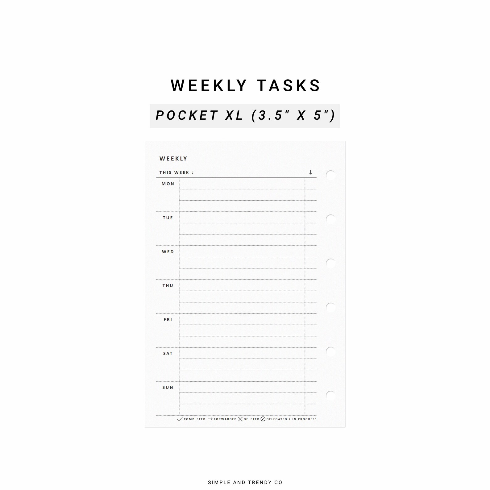 Weekly Planner Printable Pocket XL Weekly Agenda Weekly - Etsy