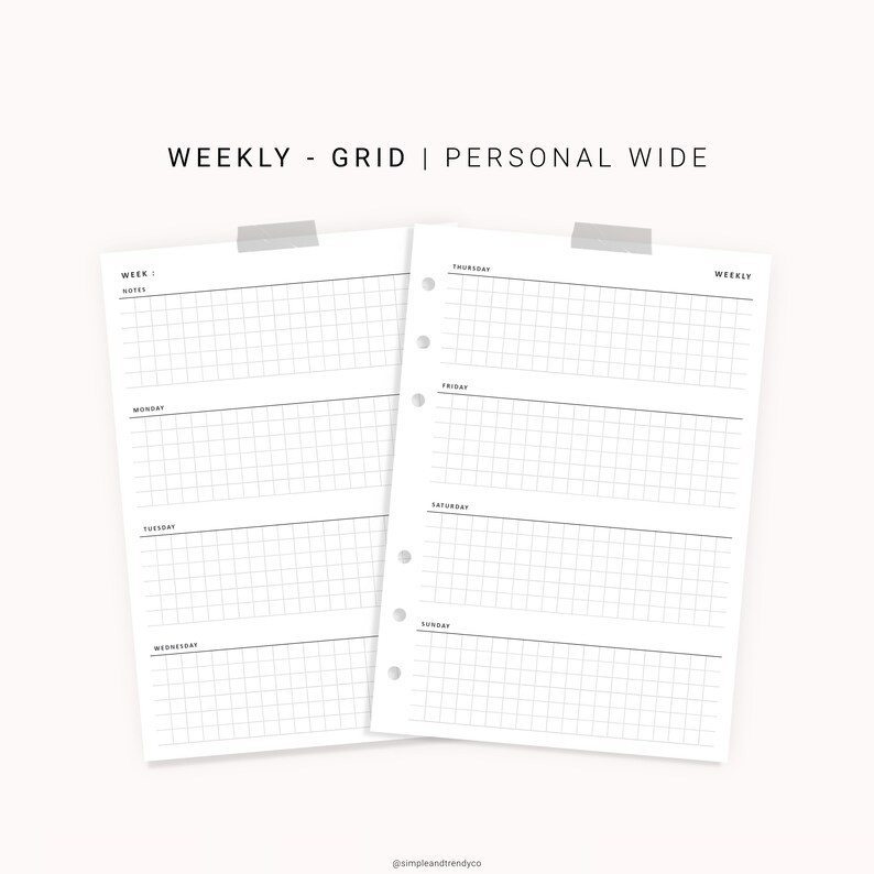 Weekly Planner Printable Personal Wide Weekly Schedule | Etsy