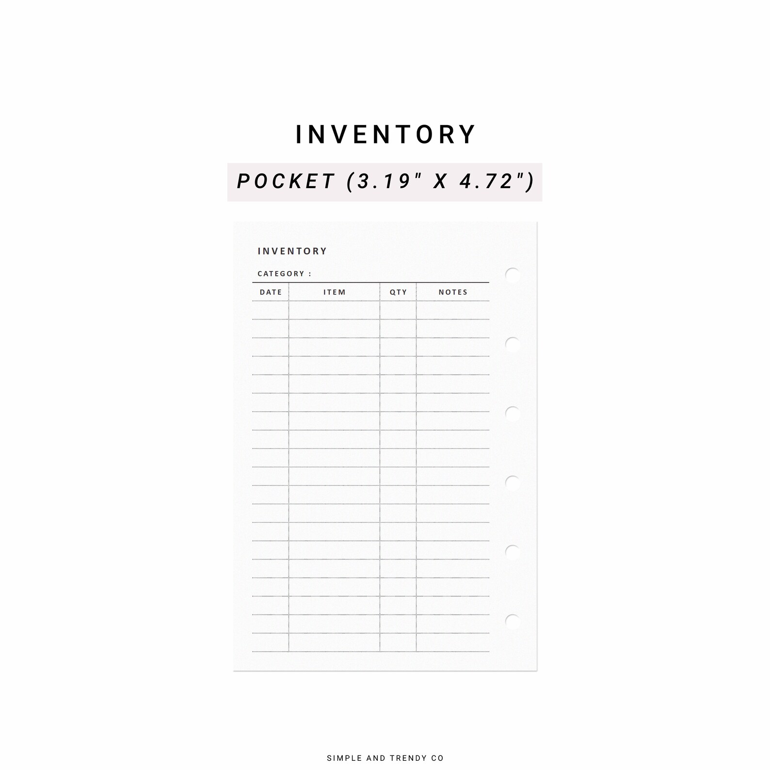 Inventory Tracker Printable Pocket Size Inventory List - Etsy