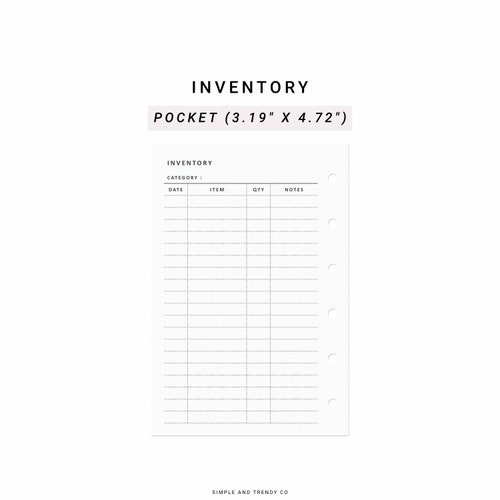 Inventory Tracker Printable Pocket Size Inventory List - Etsy