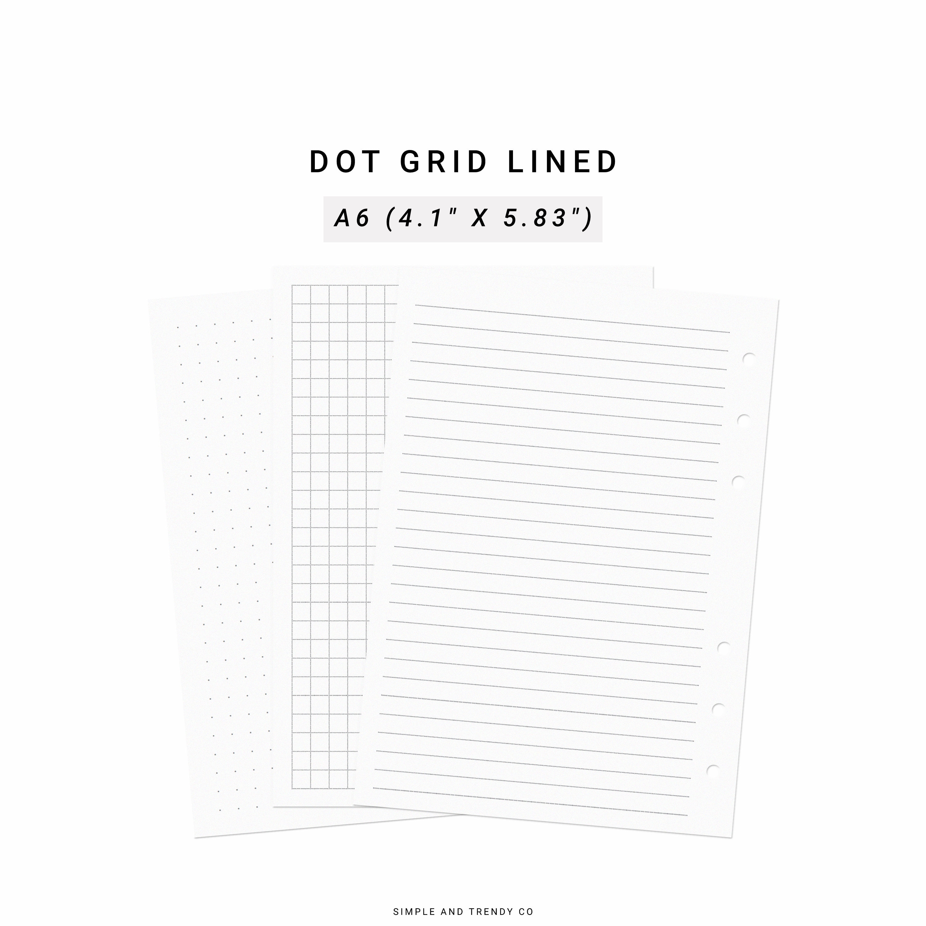 Dot Grid Lined Paper A6 Inserts Printable Writing Paper Blank - Etsy