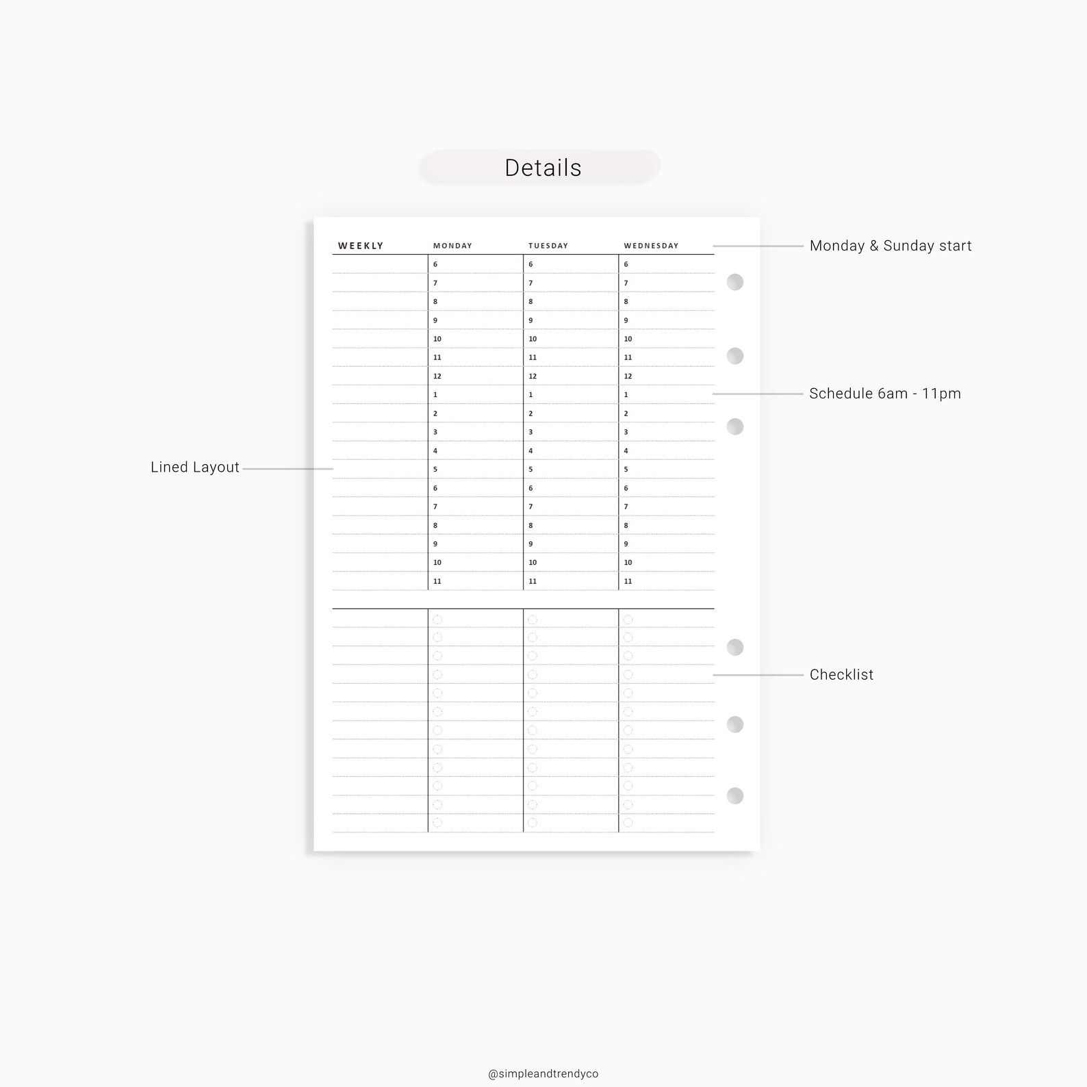 Undated Weekly Planner Personal Wide Vertical Weekly Agenda | Etsy