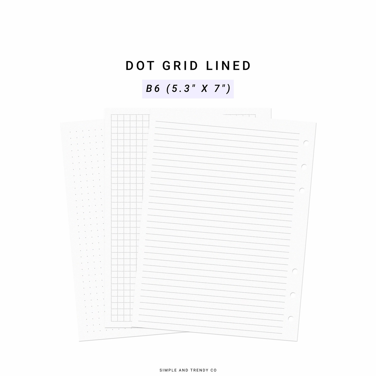 B6 Rings Dot Grid Lined Paper B6 Inserts B6 Size Printable - Etsy