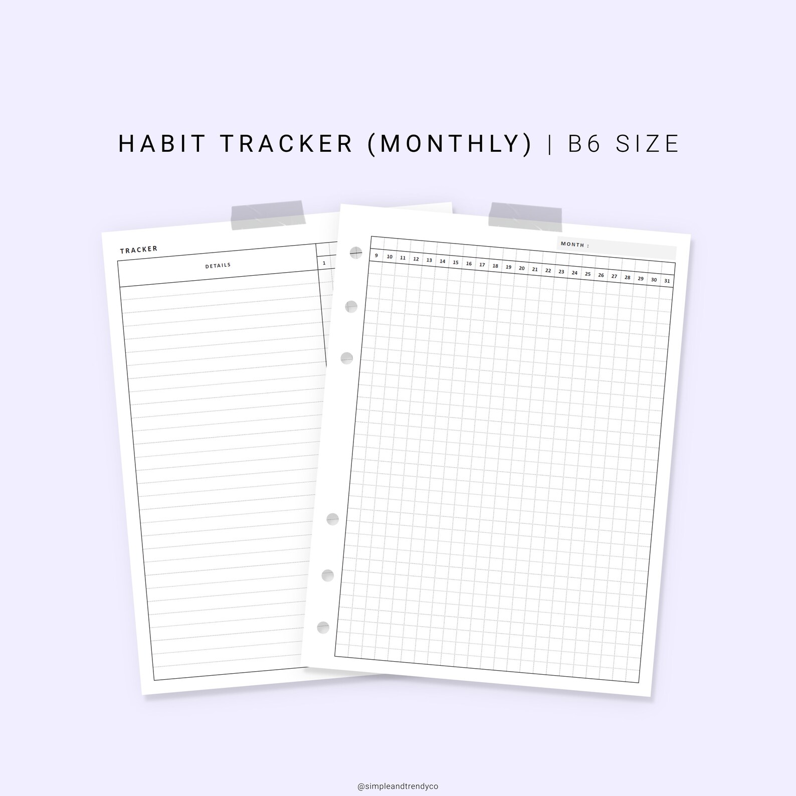 Monthly Habit Tracker Printable Undated B6 Inserts | Etsy