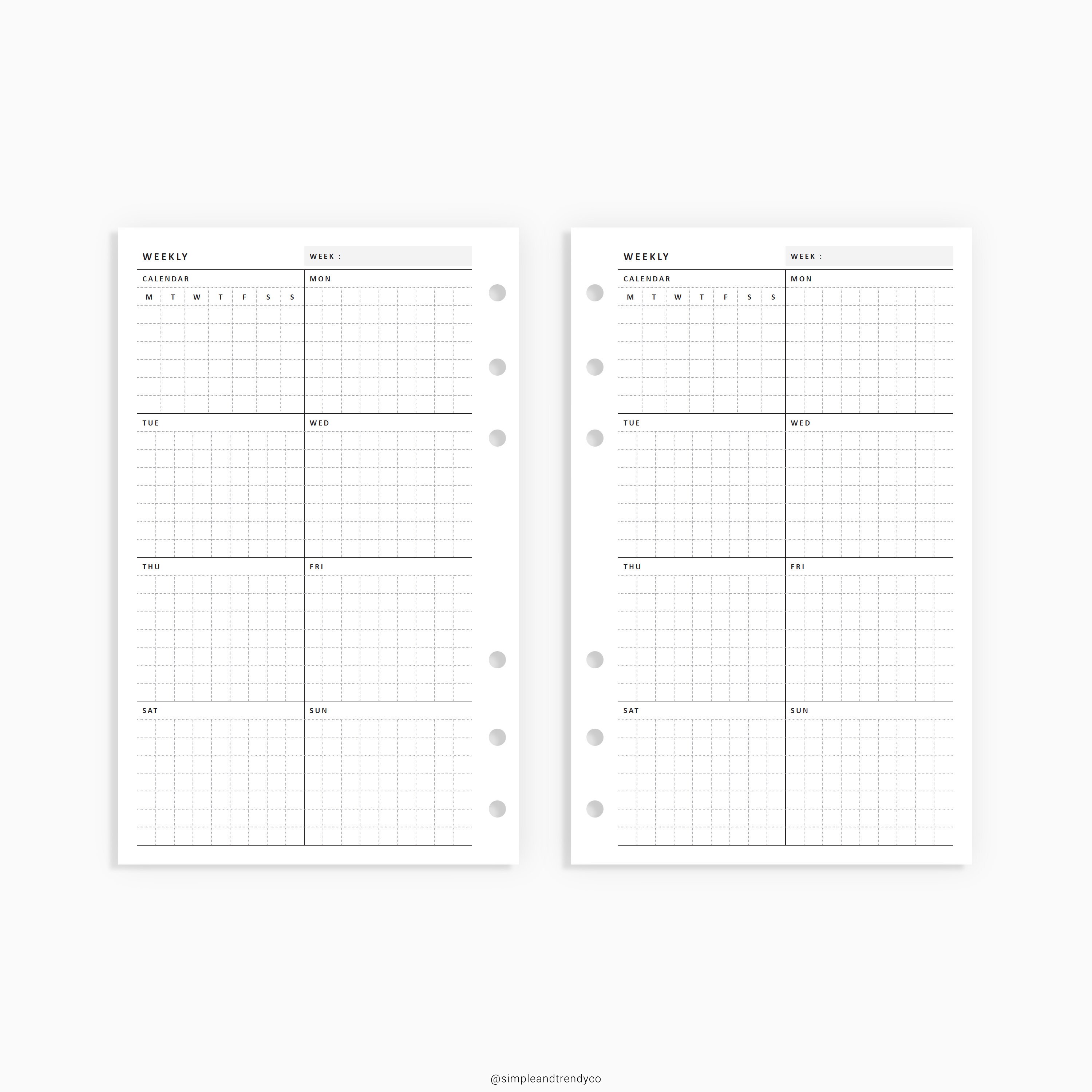 Week on One Page Printable FC Compact Weekly 1 Page Vertical | Etsy
