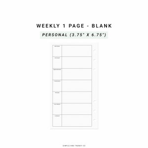Week on One Page, Weekly Planner Pages, Printable Personal Planner ...