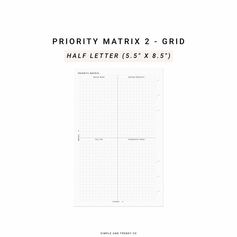 Action Priority Matrix Quick Wins Major Projects Fill Ins - Etsy