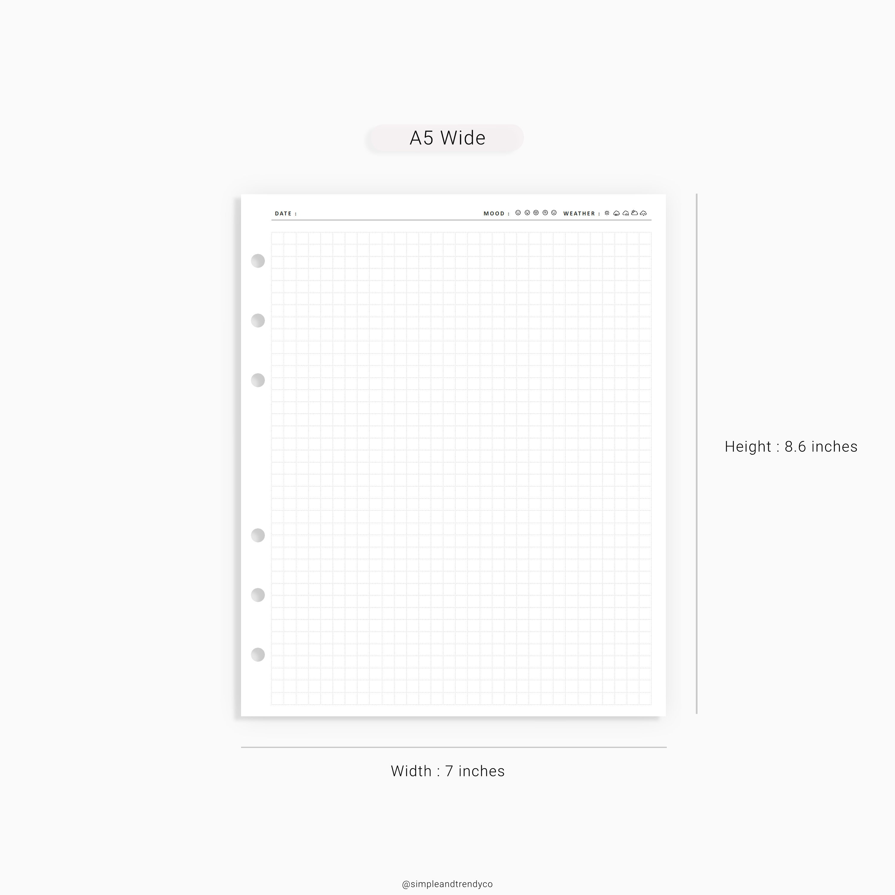 Printable Diary Pages Travel Journal A5 Wide Writing Journal | Etsy