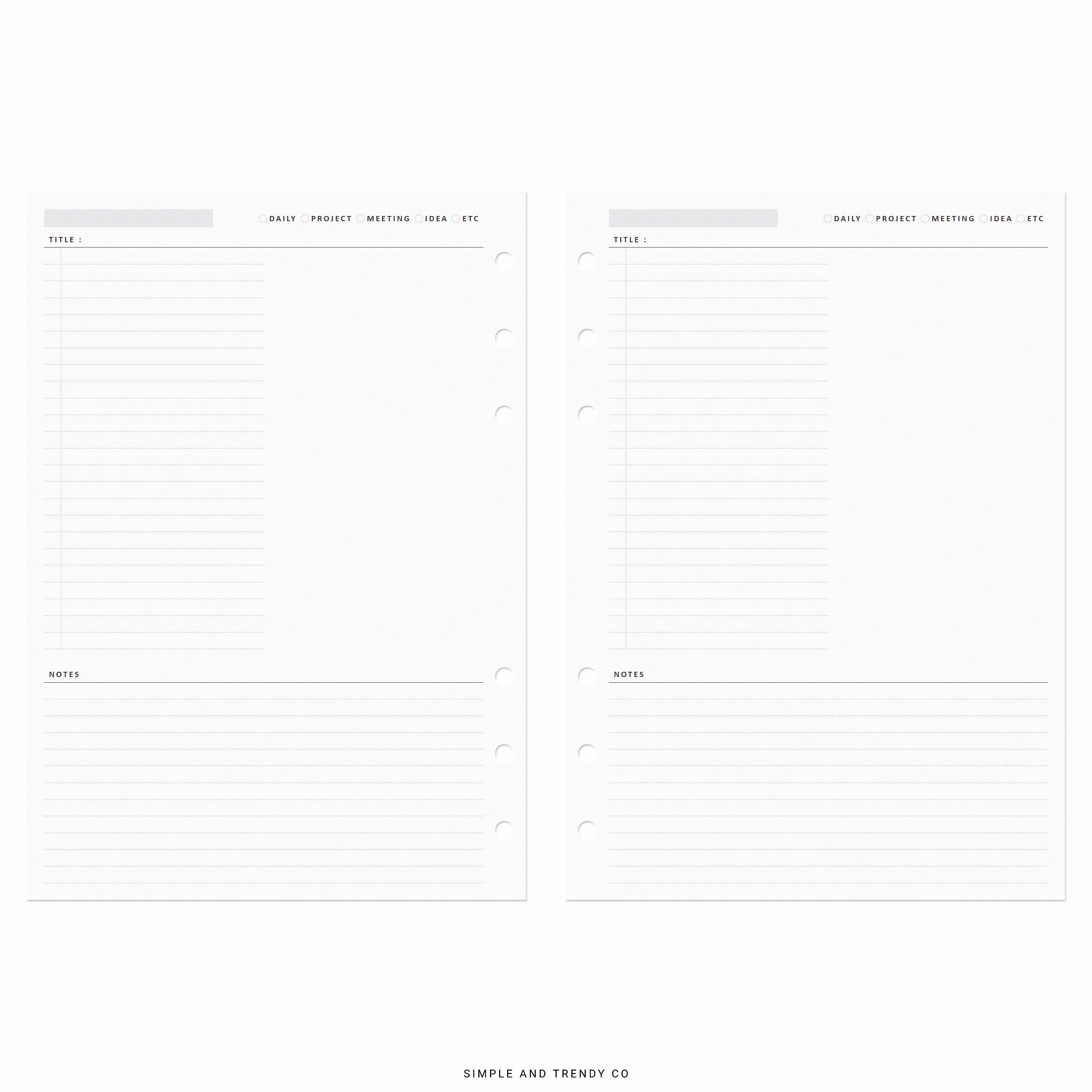Project Planner A5 Planner Inserts Printable Daily Planner - Etsy