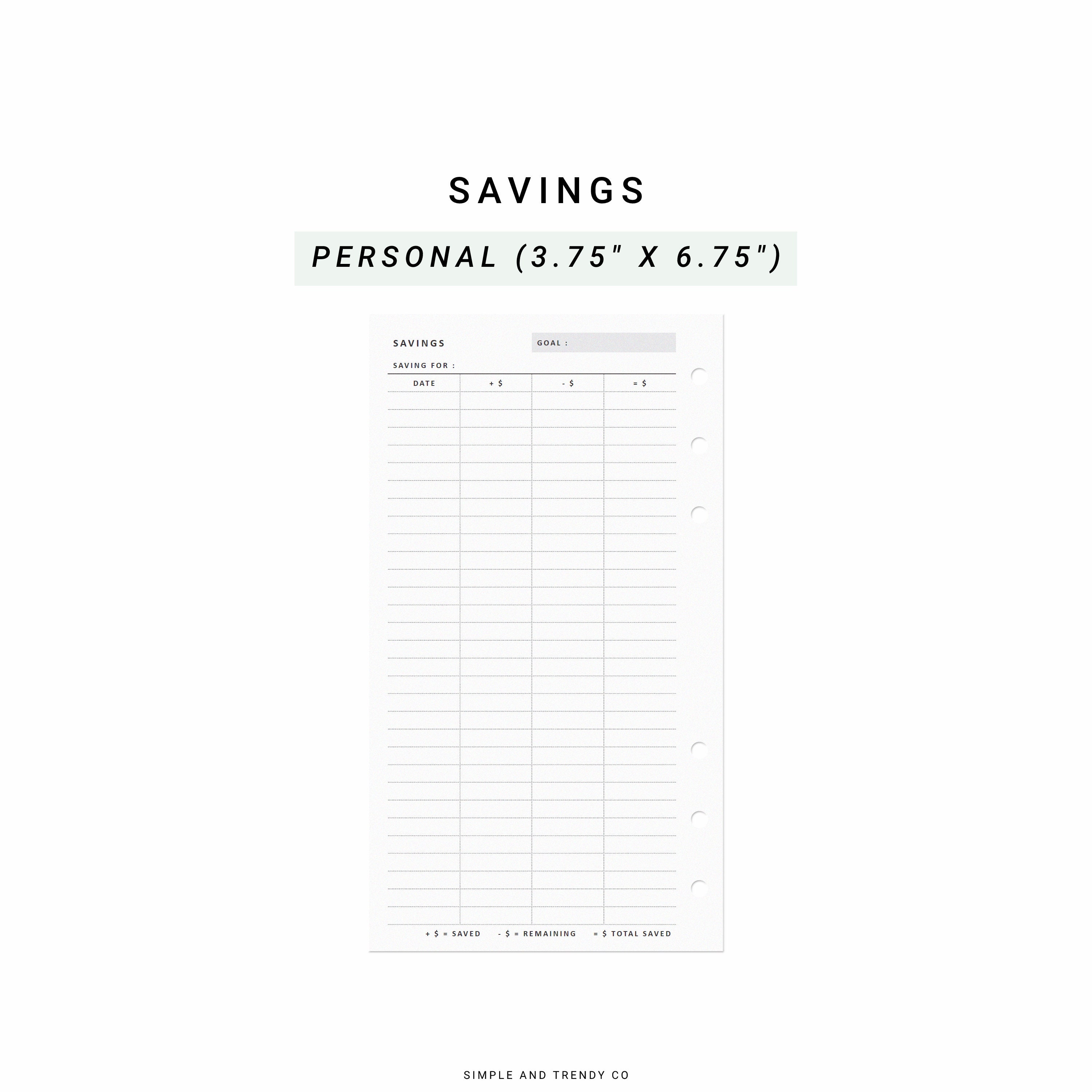 Savings Tracker Printable Personal Planner Inserts - Etsy