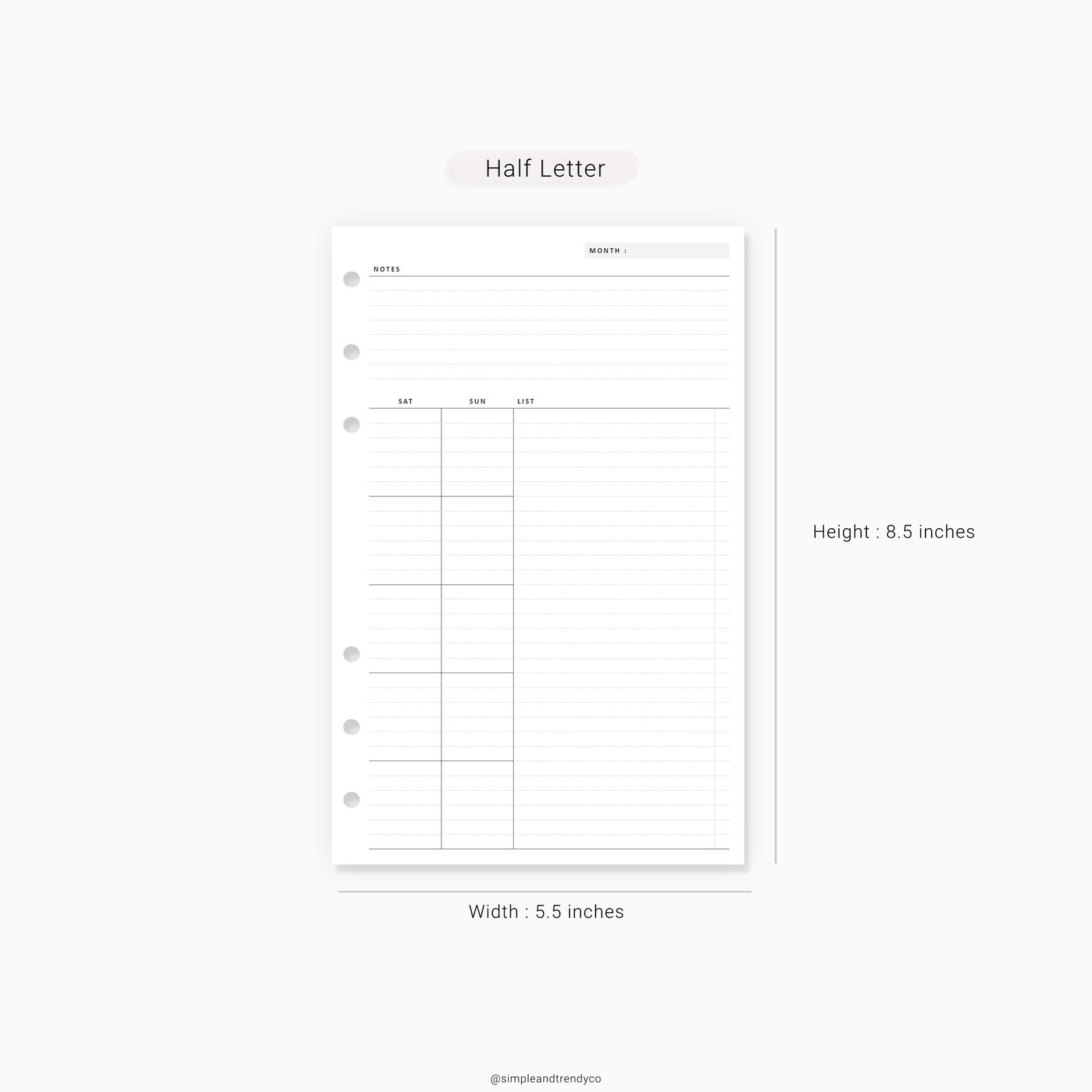 Monthly Planner Half Size Half Inserts Printable Monthly | Etsy