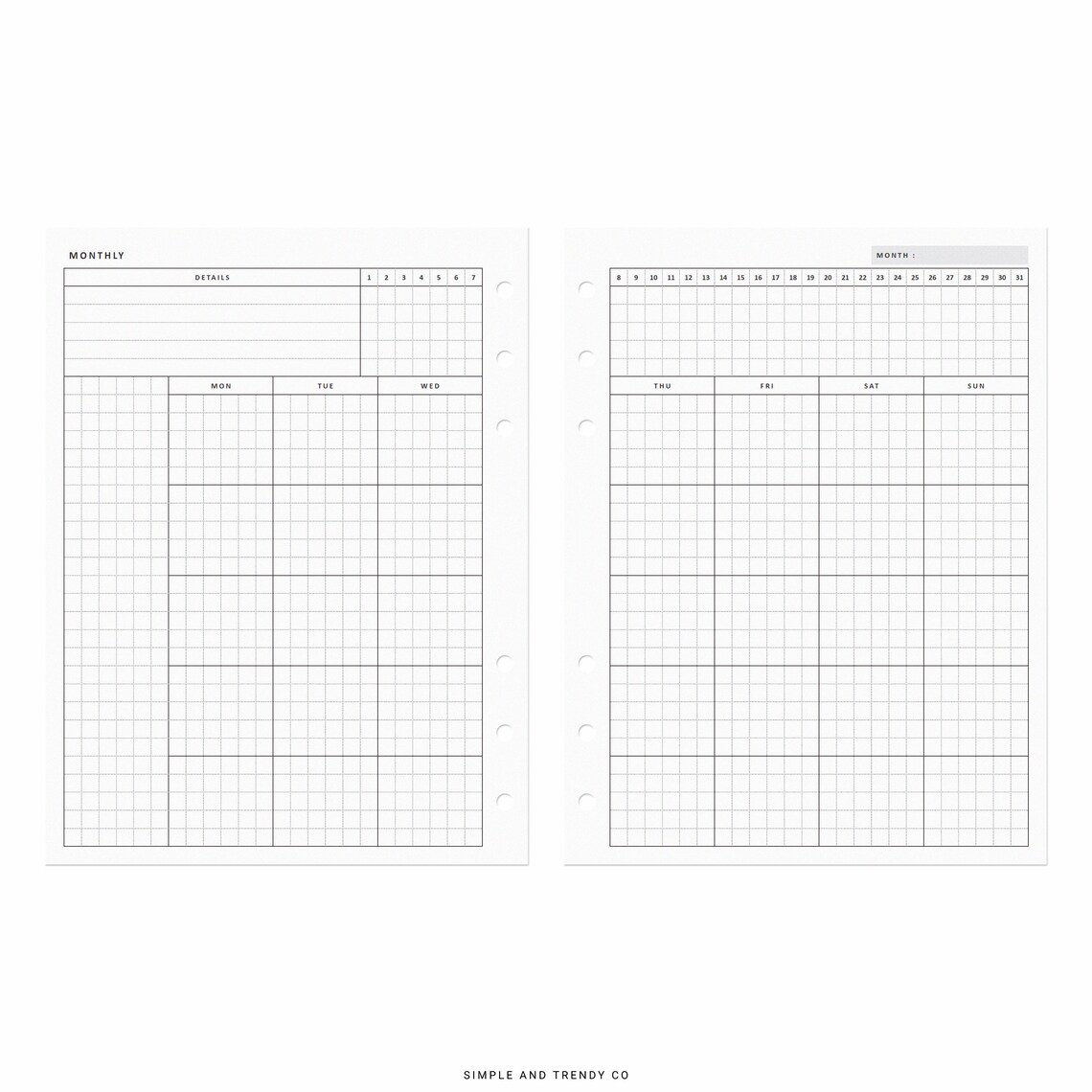 Monthly Planner Printable B6 Inserts Undated Monthly Agenda - Etsy