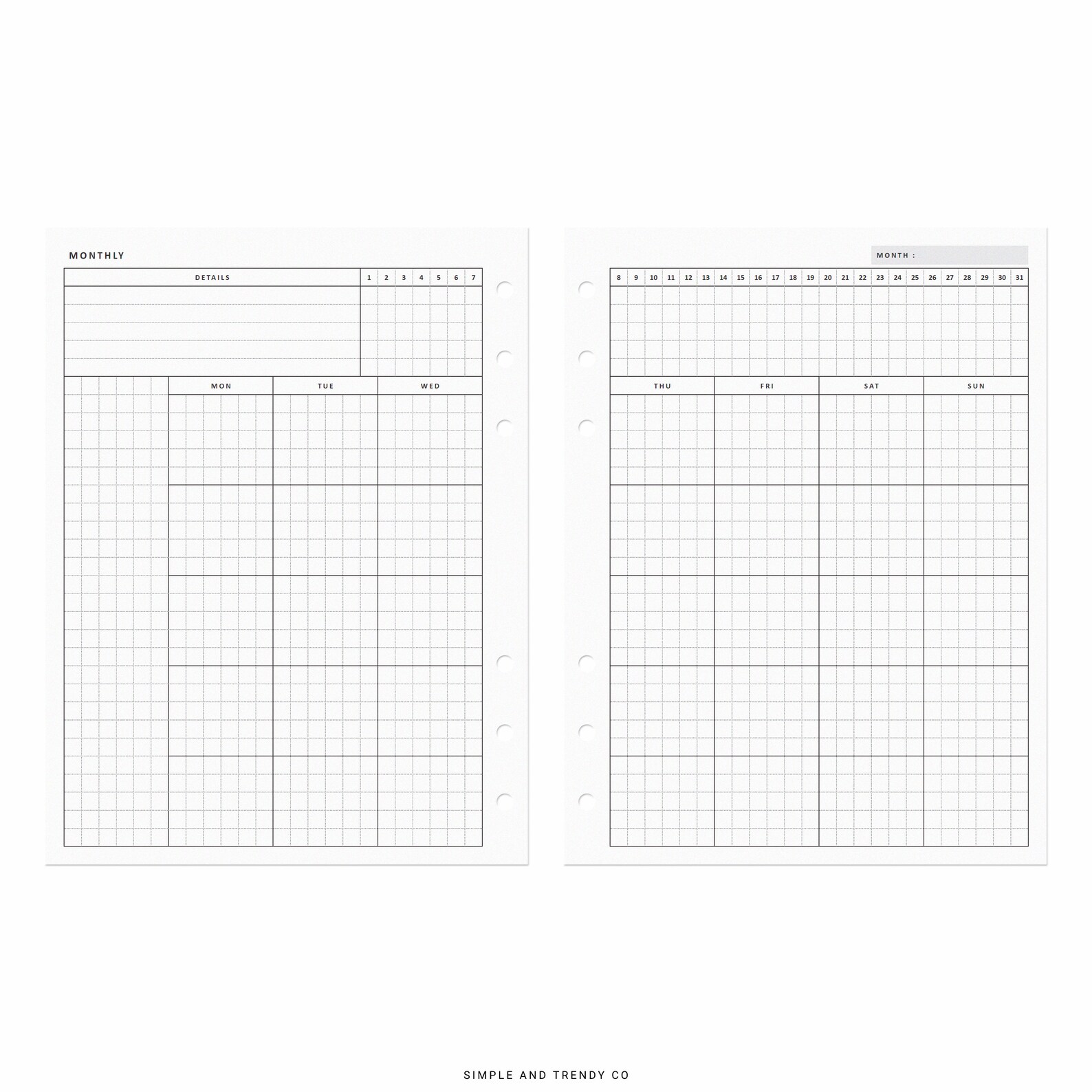 Monthly Planner Printable B6 Inserts Undated Monthly Agenda - Etsy