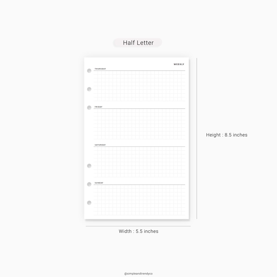 Weekly Planner Printable Half Size Half Letter Inserts Weekly | Etsy