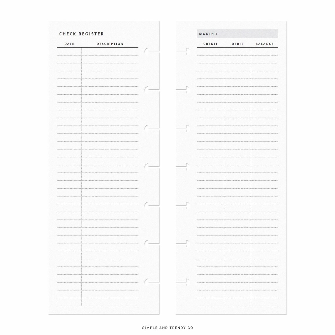 Checking Register Skinny Mini Happy Planner Checkbook - Etsy