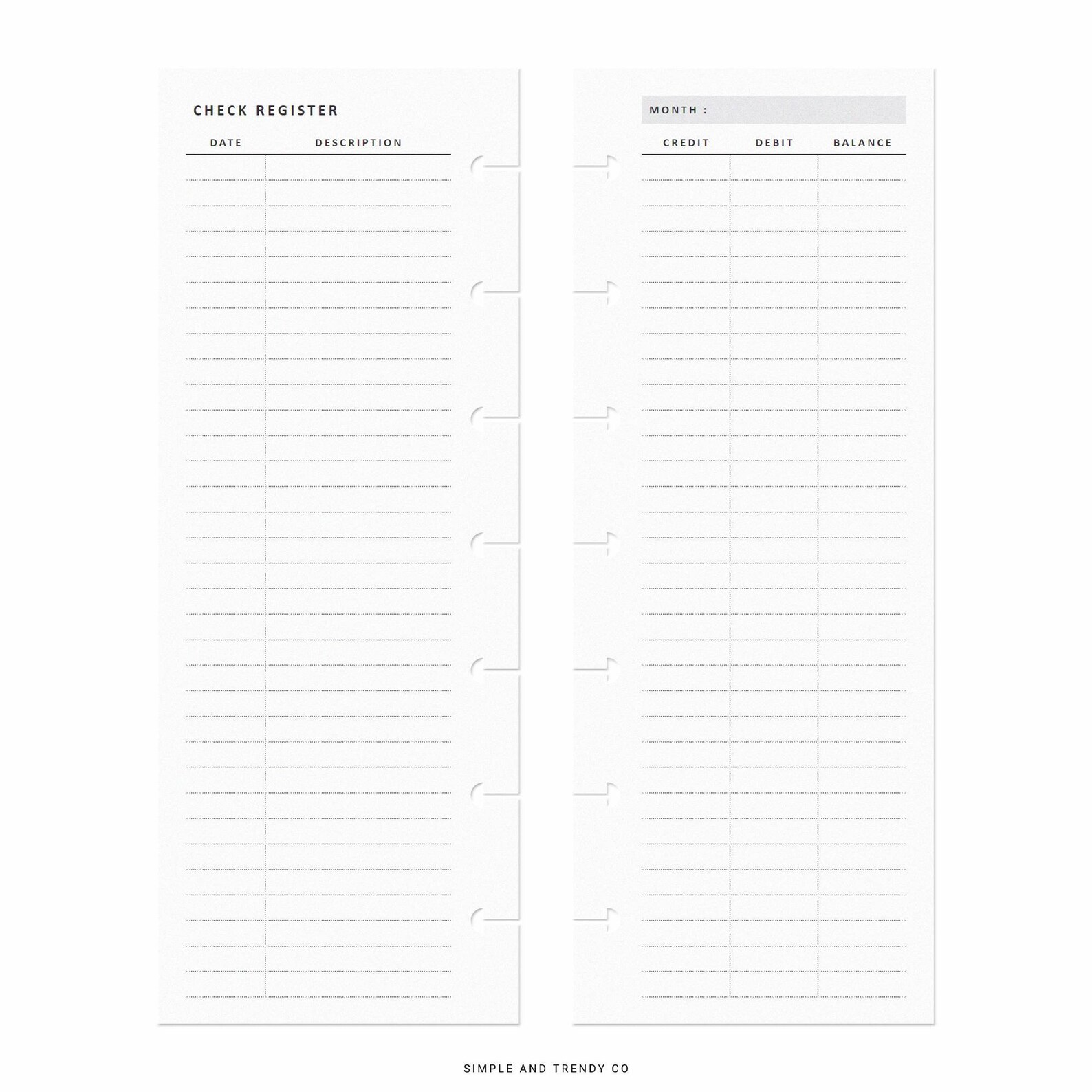 Checking Register Skinny Mini Happy Planner Checkbook - Etsy