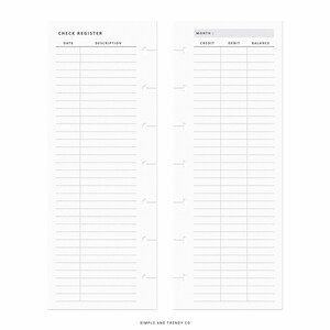 Checking Register Skinny Mini Happy Planner, Checkbook Register ...