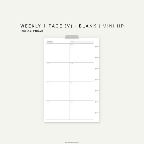 Week on One Page Printable Happy Planner Mini Weekly 1 Page | Etsy