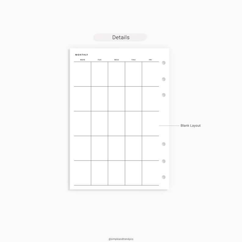 Monthly Planner Printable Personal Wide Undated Monthly Plan | Etsy