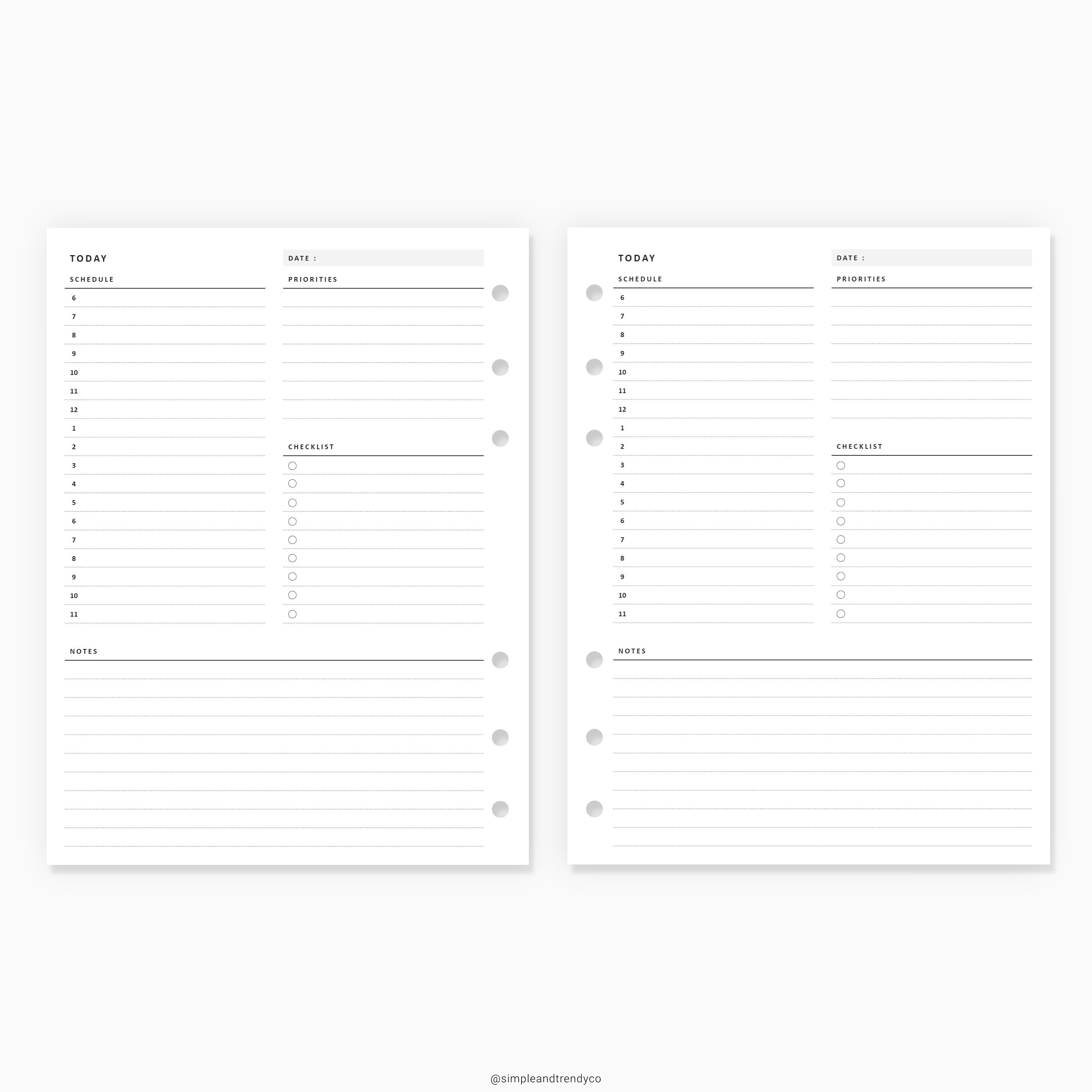 Daily Planner Printable B6 Inserts Daily Planners and | Etsy