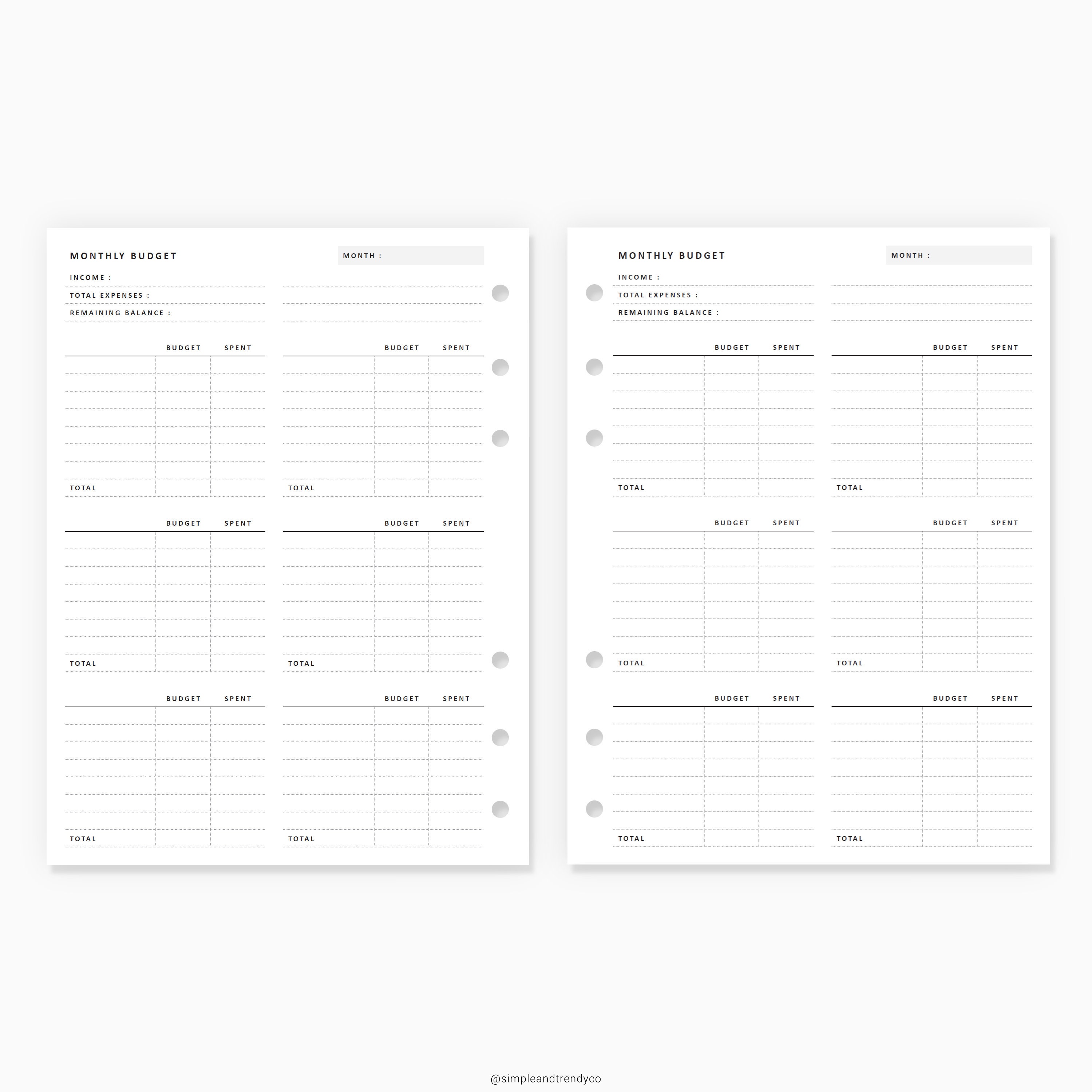 B6 Inserts Budget Planner Printable Monthly Budget Template | Etsy