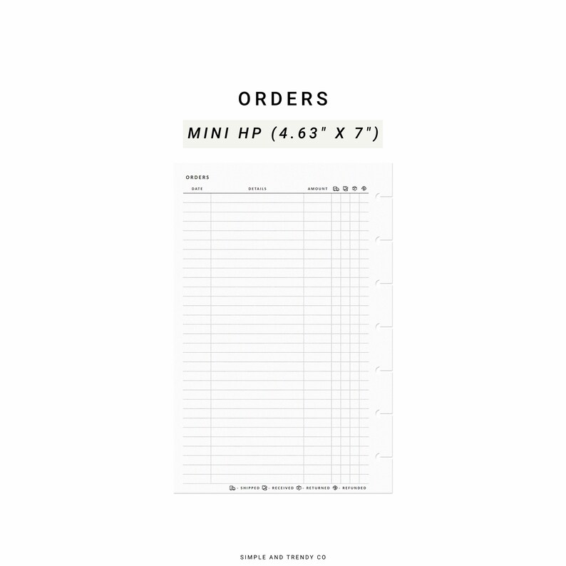 Order Tracker Printable Happy Planner Mini - Etsy