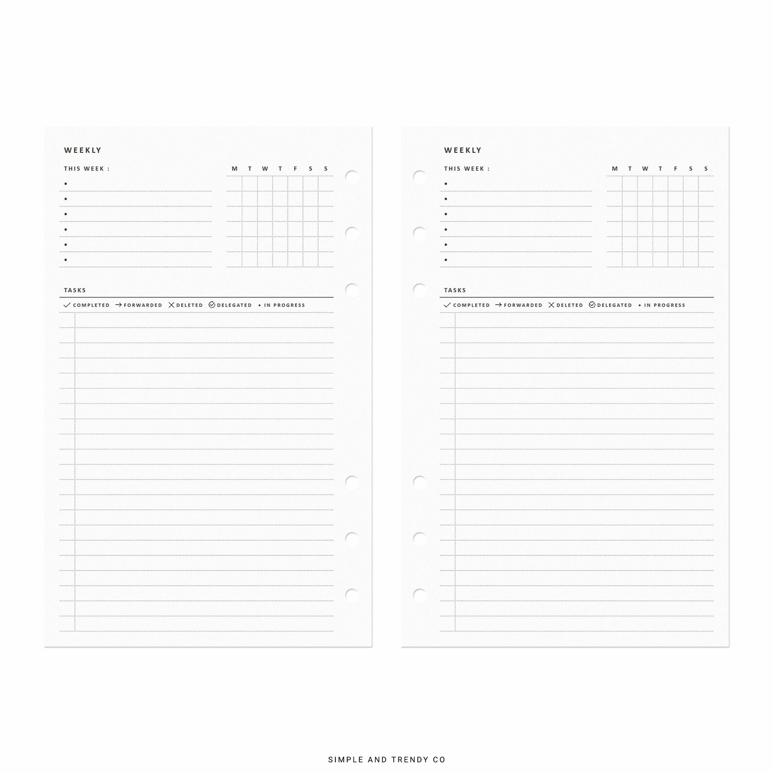 FC Compact Weekly Planner Calendar Printable Week on 1 Page - Etsy