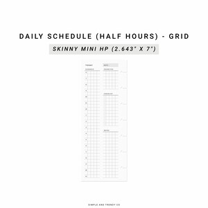 Daily Planner Printable Skinny Mini HP, Daily Organizers, Daily Agenda ...
