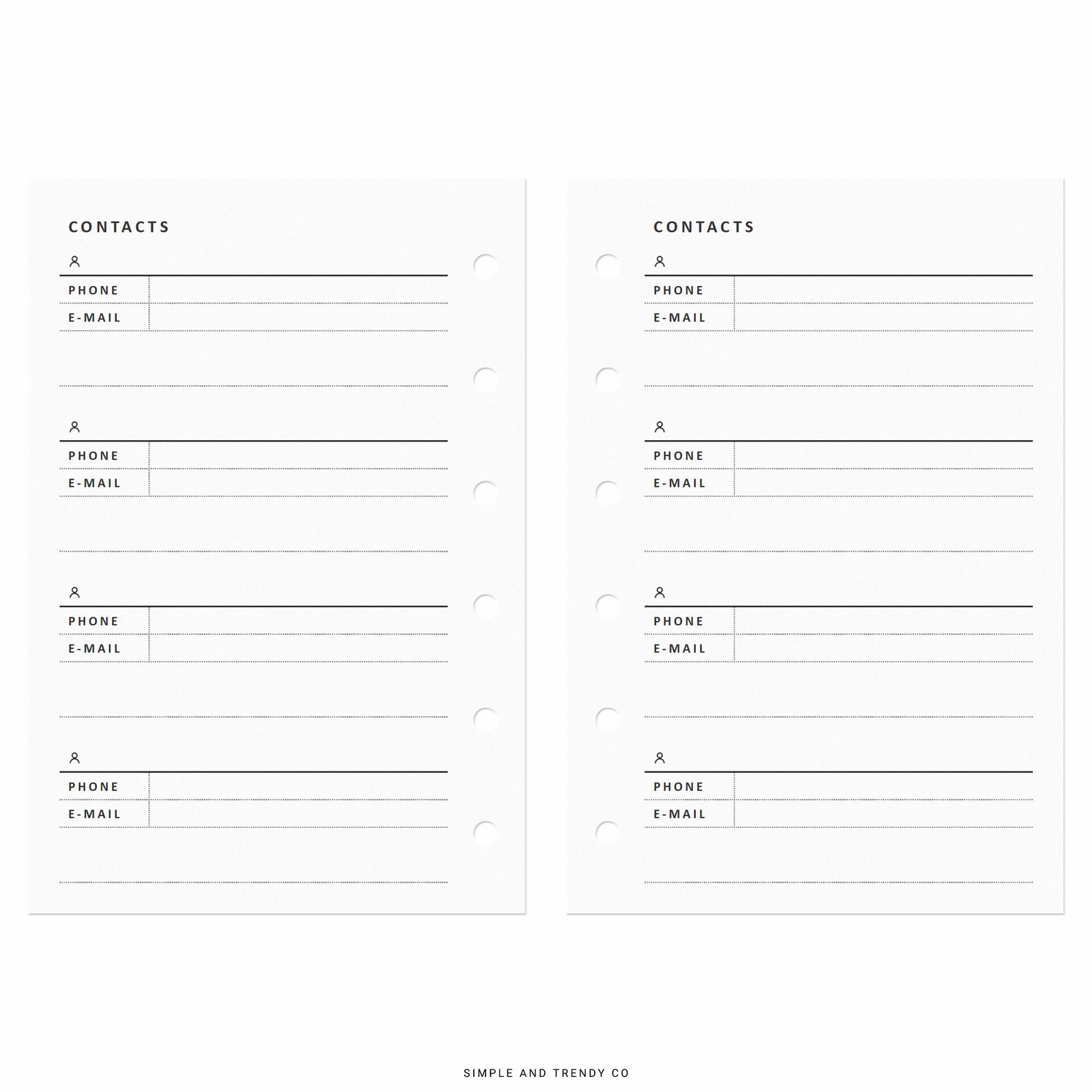 Printable Contacts List Pocket Size Emergency Contacts - Etsy