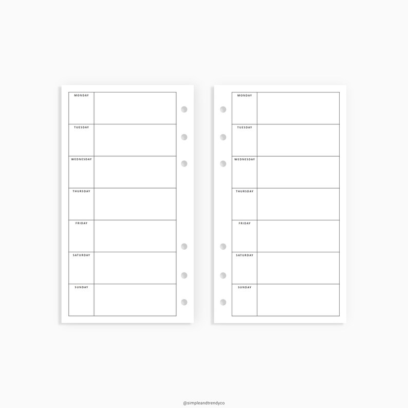 Week on One Page Weekly Planner Pages Printable Personal | Etsy