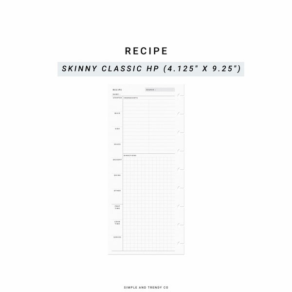 Happy Planner Classic Recipe - Etsy
