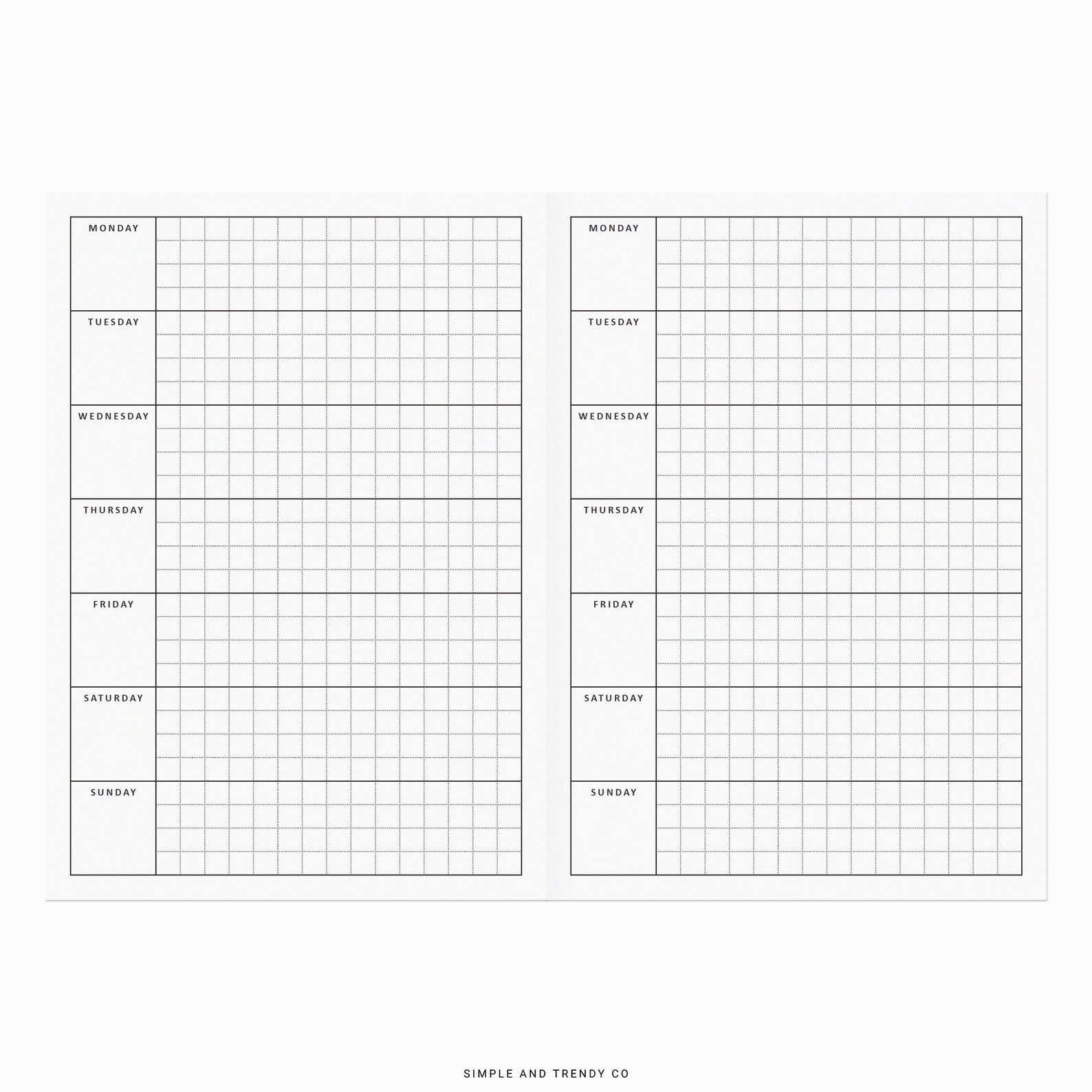 Week on One Page Weekly Planner Pages Printable A6 TN | Etsy