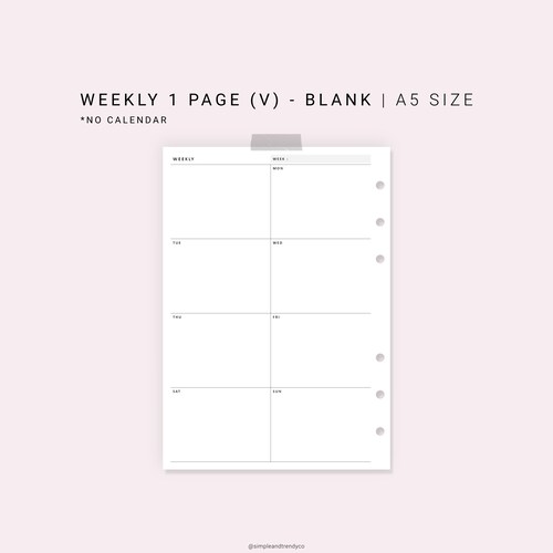 Undated Hobo Weeks Printable A5 Planner Inserts Weekly | Etsy