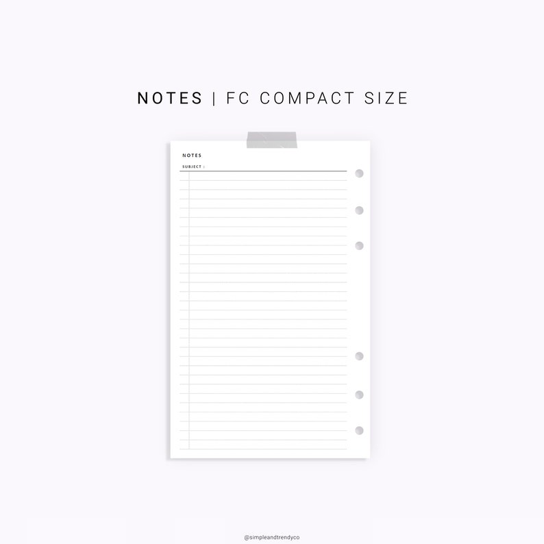 Notes Paper FC Compact Size Printable Writing Paper Lined | Etsy