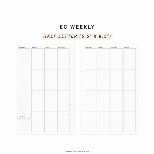 Erin Condren Style Printable Weekly Planner A5 Size Box Week - Etsy