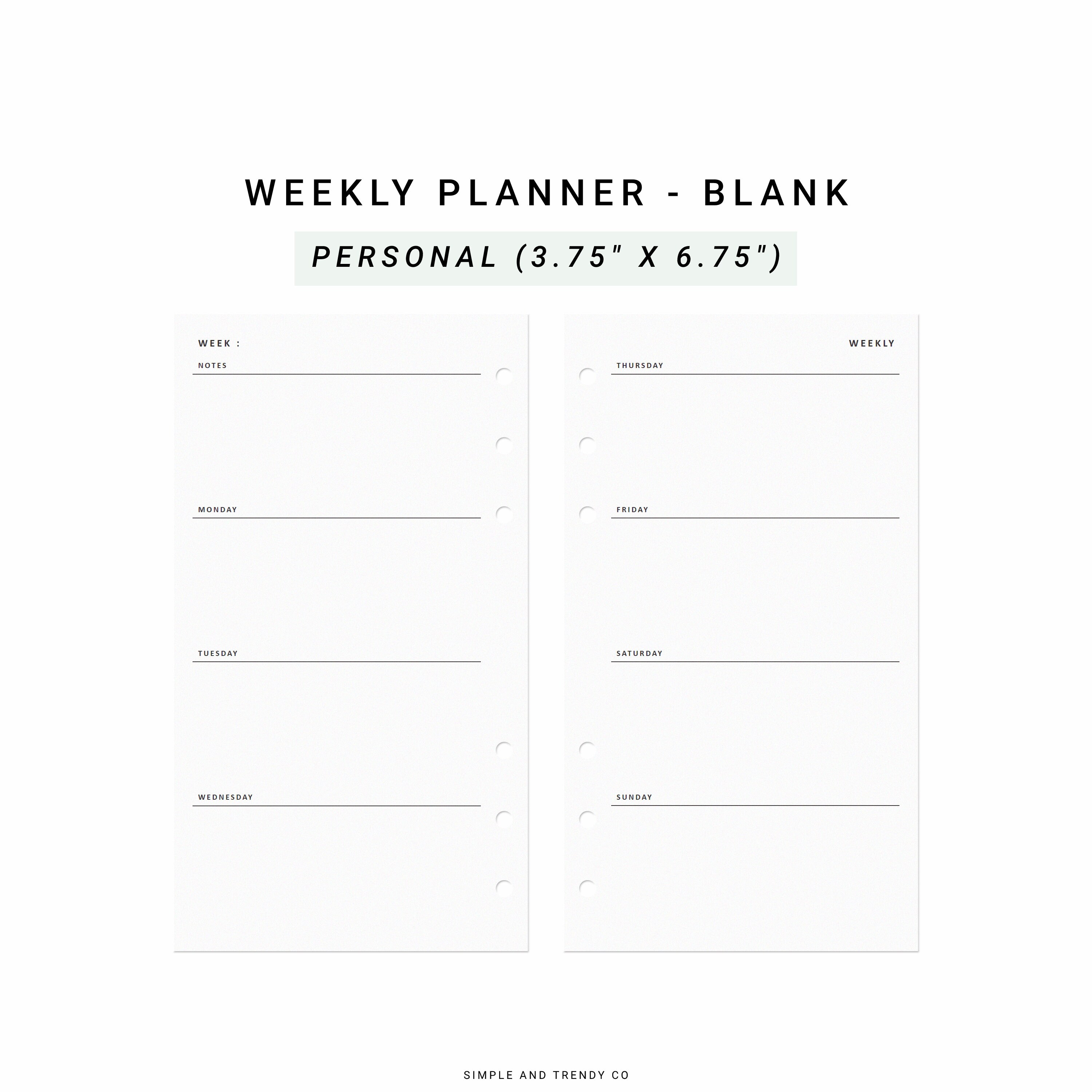 Weekly Planner Printable Personal Planner Inserts Weekly - Etsy
